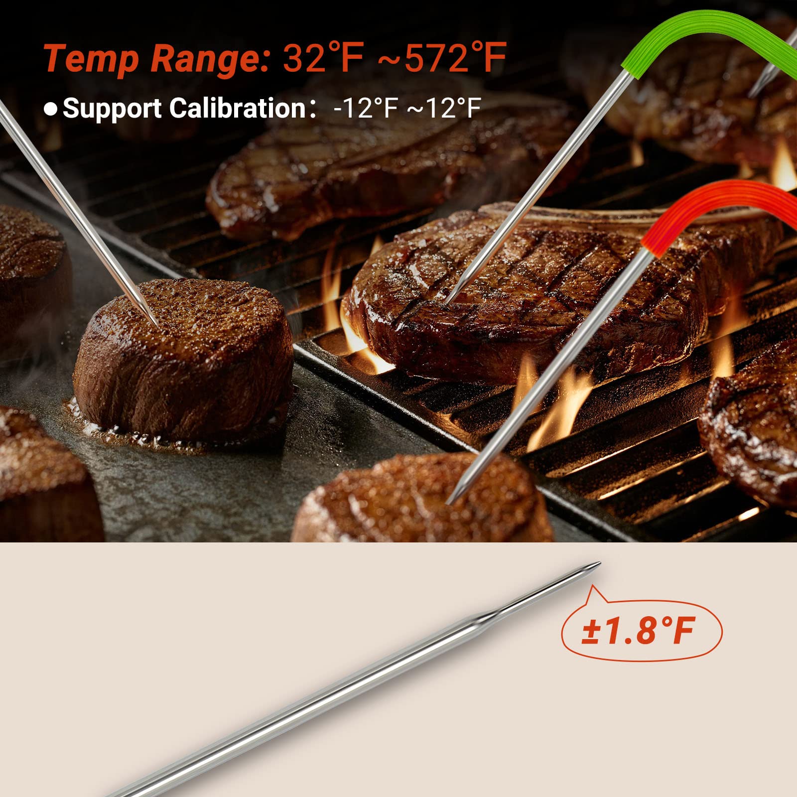 Inkbird WiFi Grill Thermometer, Wireless BBQ Thermometer for Grilling Roasting Cooking Smart Digital Remote Meat Thermometer with Graph Alarm Timer 4 Probes Rechargeable