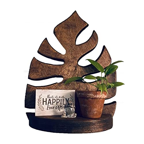 Kunpengzhao Monstera Shaped Shelf ,Monstera Leaf Shaped Wooden Wall Shelves,Floating Wall Shelf Monstera Leaf Shape,Home Shelf Display Holder for Living Room, Bedroom, Home Decor