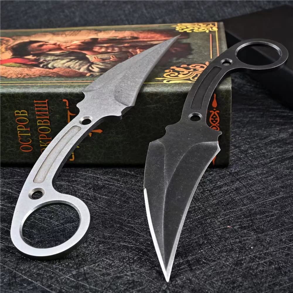 Gtkii Gtk149 Fixed Blade Knife, EDC Tool Knife for Outdoor Camping Hunting Fishing with Kydex Sheath(Silver)