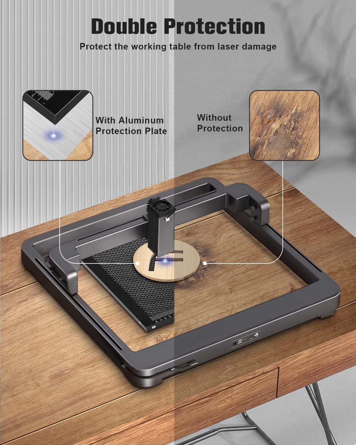 FAHKNS Honeycomb Working Table, 13.8"x13.8"x0.87" Honeycomb Laser Bed for Most Laser Engravers, for Fast Heat Dissipation and Table-Protecting with Aluminum Plate