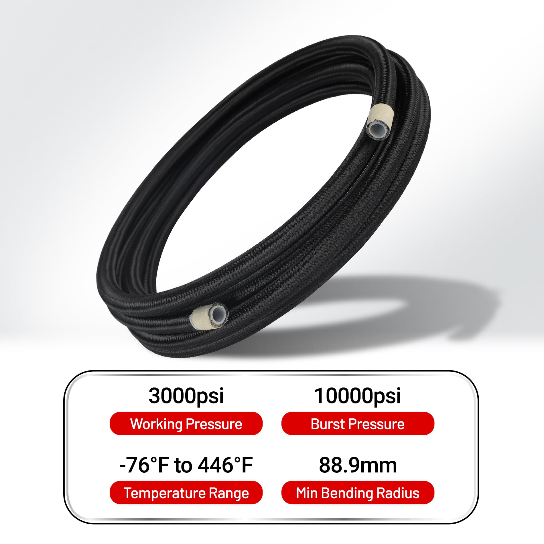 EVIL ENERGY 6AN 3/8" PTFE LS Swap EFI Fuel Line Fitting Kit, E85 Nylon Braided Fuel Hose 25FT