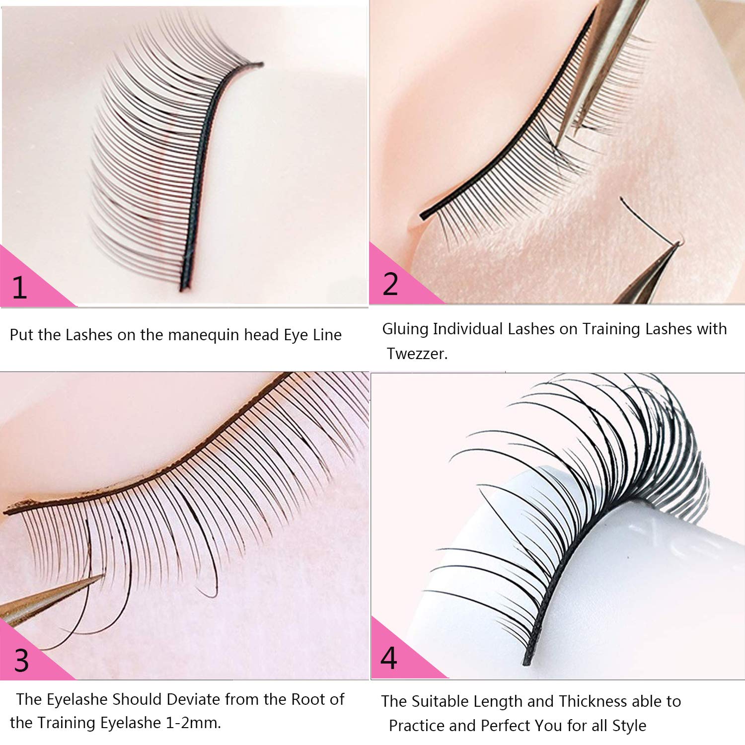 Eyelash Extension kit, Missice Professional Eyelashes Kit False Eyelashes Extension Glue Tool Practice Kit for Makeup Practice Eye Lashes Graft with Mannequin Training Head