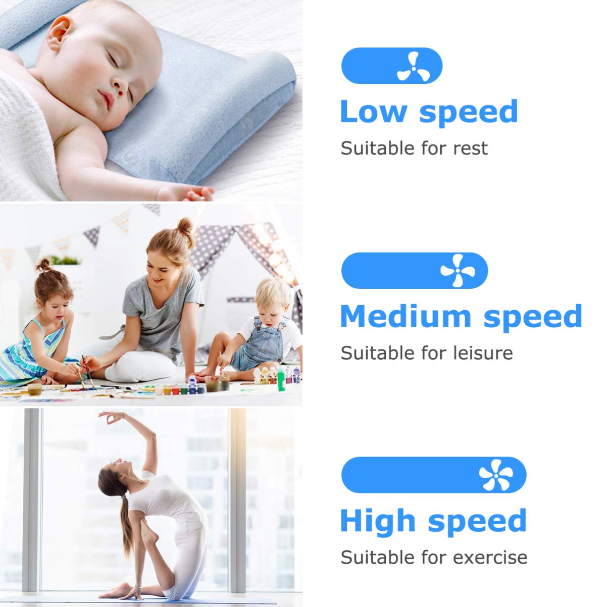 Garneck Portable Air Cooler Mini USB Air Conditioner Fan Desktop Cooling Fan with 3 Speeds for Home Room Office ( White 4 in 1 )