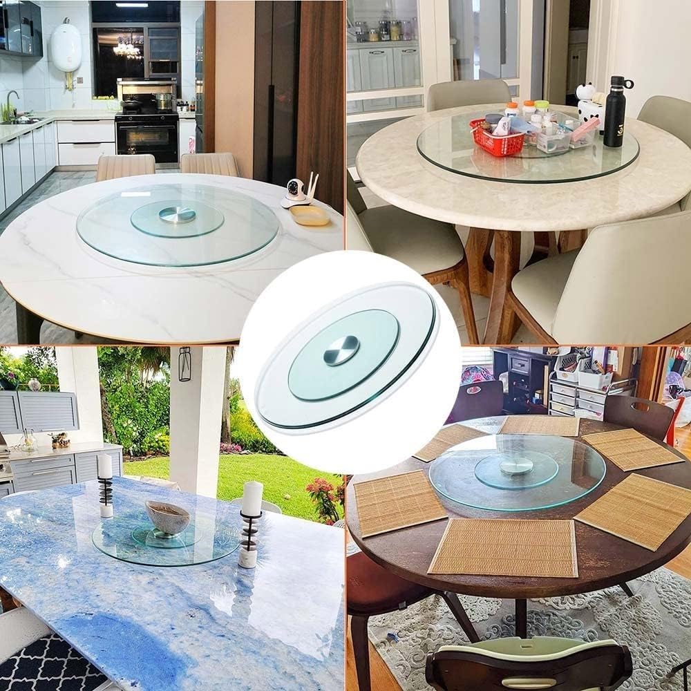 Lazy Susan Turntable Round Tabletop Rotating Serving Tray,27/32/36inch Dining Table Serving Plate With Aluminum Alloy Bearing,Transparent (Size : 90cm/36in)