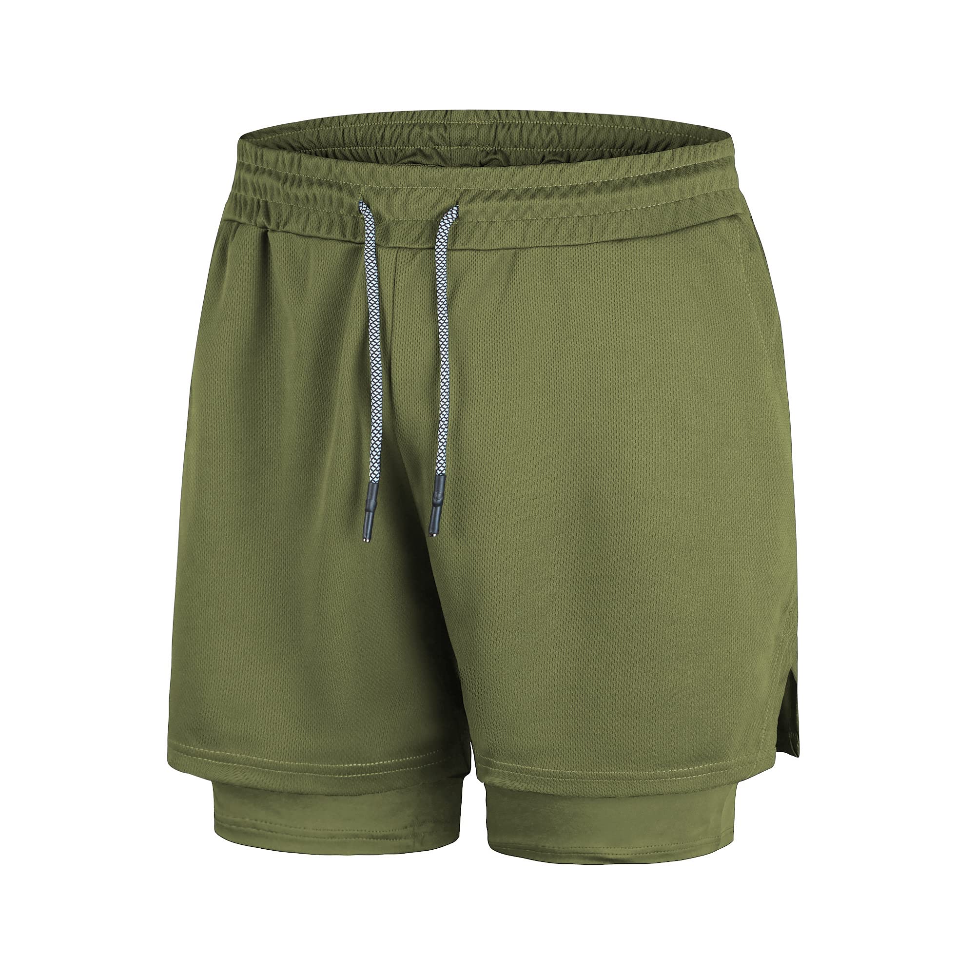 FLYFIREFLY Men's 2-in-1 Workout Running Shorts 7" Lightweight Gym Yoga Training Sport Short Pants