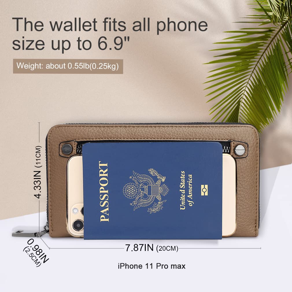 YOVIEE Wallets for Women RFID Blocking Large Capacity Genuine Leather Zip Womens Wallet Credit Card Holder Checkbook Organizer Phone Clutch Long Travel Coin Purse Wristlet