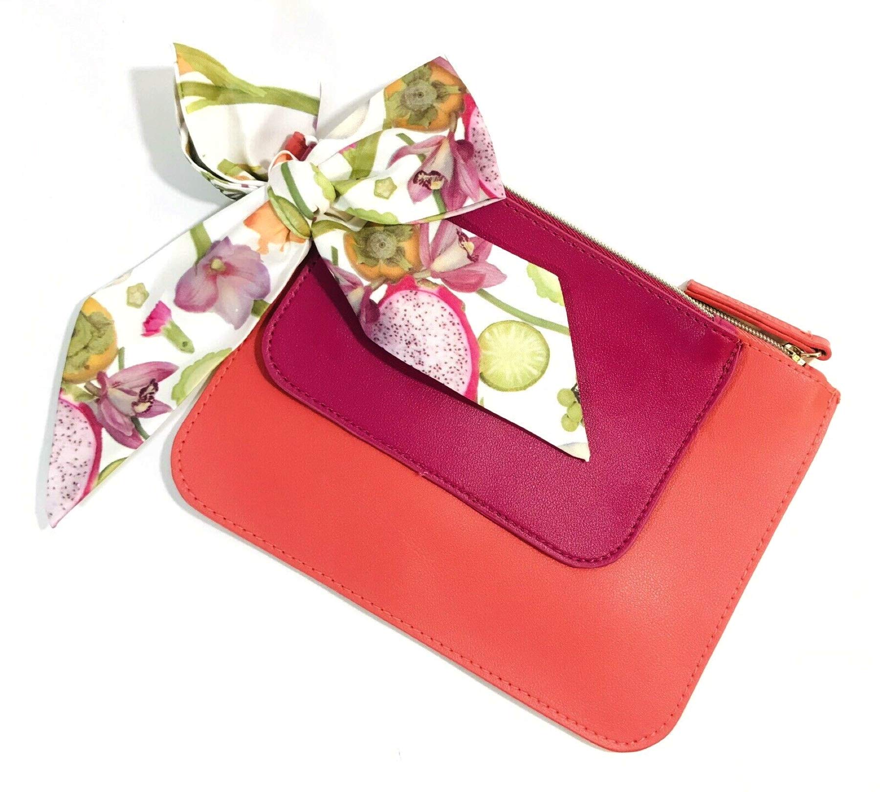Estee Lauder Cosmetics Makeup Travel Bag (Amba Living x Estee Lauder ≈ Coral & Fuchsia 2 Pc Set)