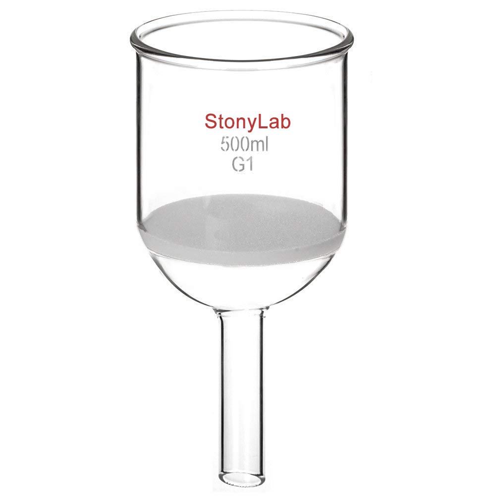 StonyLab Borosilicate Glass Buchner Filtering Funnel with Coarse Frit(G1), 94mm Inner-Diameter, 100mm Depth(500ml)