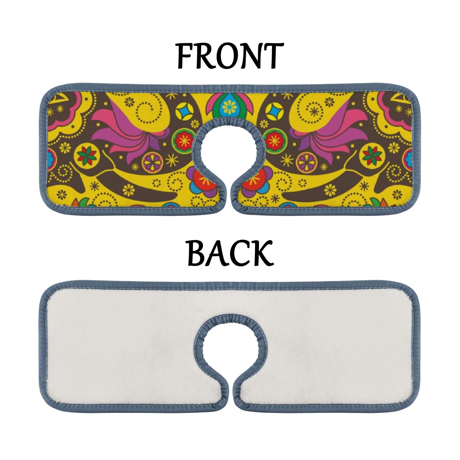 Kitchen Faucet Mats 4 Pieces Colorful Yellow Elephants Absorbent Faucet Sink Splash Guard Bathroom Counter and RV,Faucet Counter Sink Water Stains Preventer