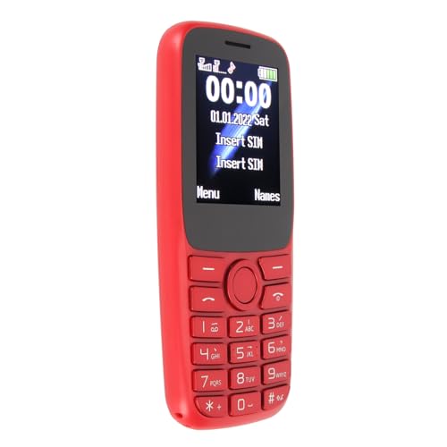 Elderly Mobile Phone, Large Button Mobile Phone LED Flashlight 1.77 Inch ABS LCD Dual Card Dual Standby (Red)