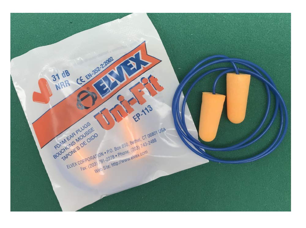 Elvex Uni-fit Corded Foam Ear Plug, 1 Pair, 31 Nrr (EP-113)