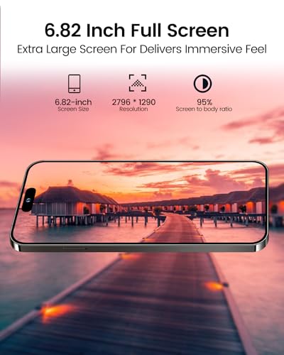 Echoamo A14 Pro Max Cell Phone, 5G Unlocked Smartphone 6GB+256GB Smartphone Android 13, 6000mAh Battery, 6.82" FHD+ Display 120Hz 64MP Camera, Dual SIM Octa-Core Phone GPS/Fingerprint/Face ID 5G Black