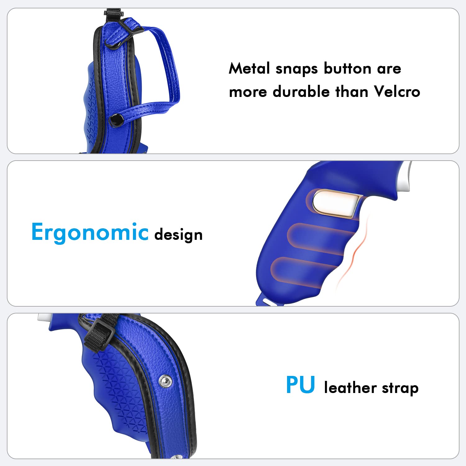 EWalos Accessories for Oculus/Meta Quest 2, Touch Controller Leather Grip Cove, Face Cover and Lens Protective Cover, Sweat-Proof, Light-Proof, Anti-Throw and Comfort(Blue)
