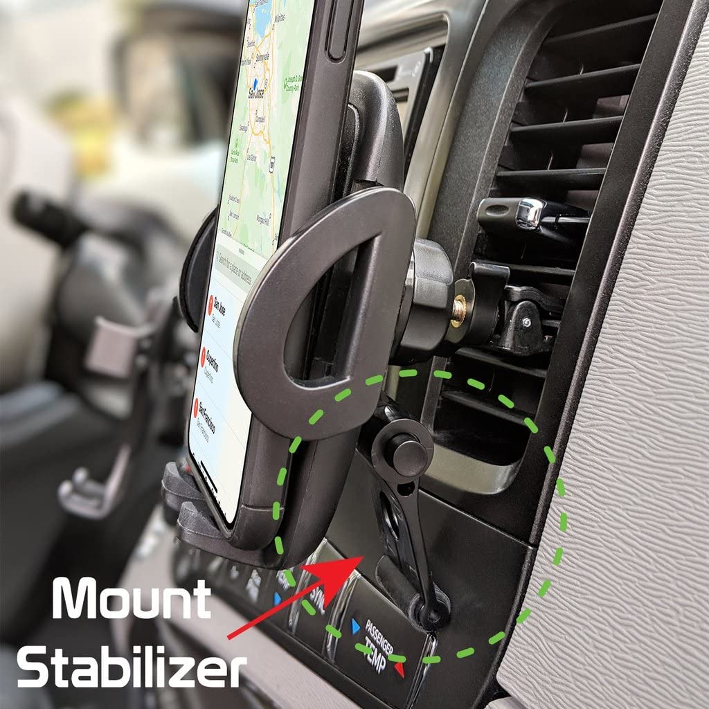Full 360 Multi Mount Works for Asus ZenFone 2 Laser 5.5-inch and Car Holder is Fully Adjustable, Portable, Durable up to 3.5inch Wide Screens and 8 pounds! [Black]