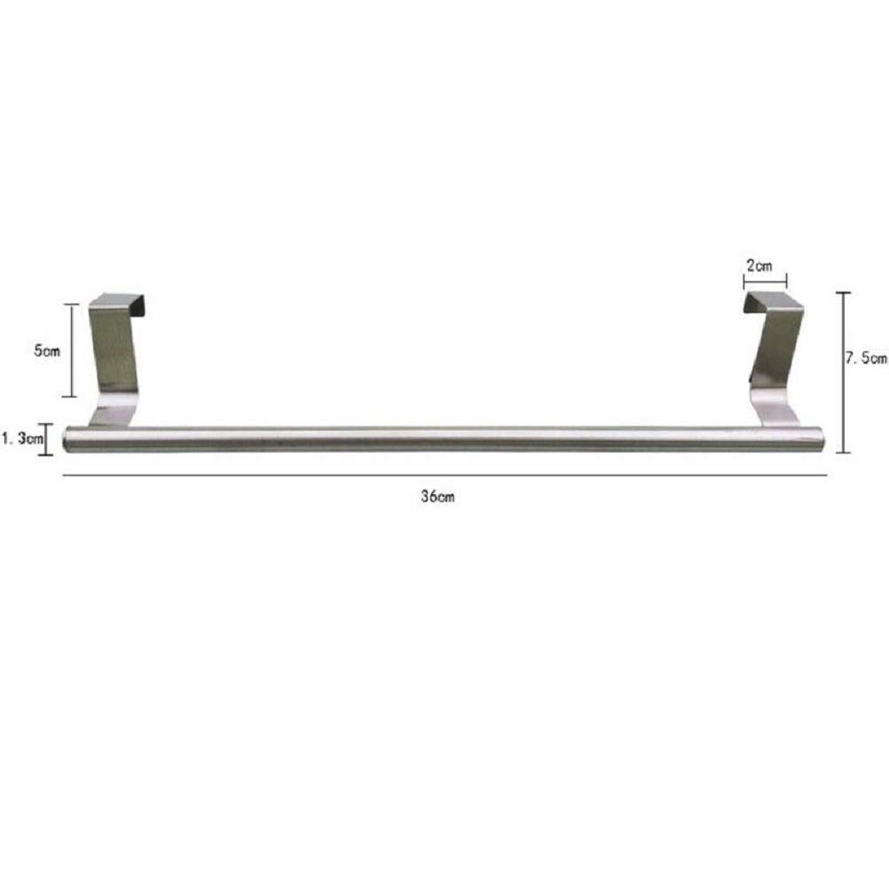 Stainless Steel Towel Bar Holder Over Kitchen Cabinet Door Hanging Rack 24cm 36cm by SHG (36cm)