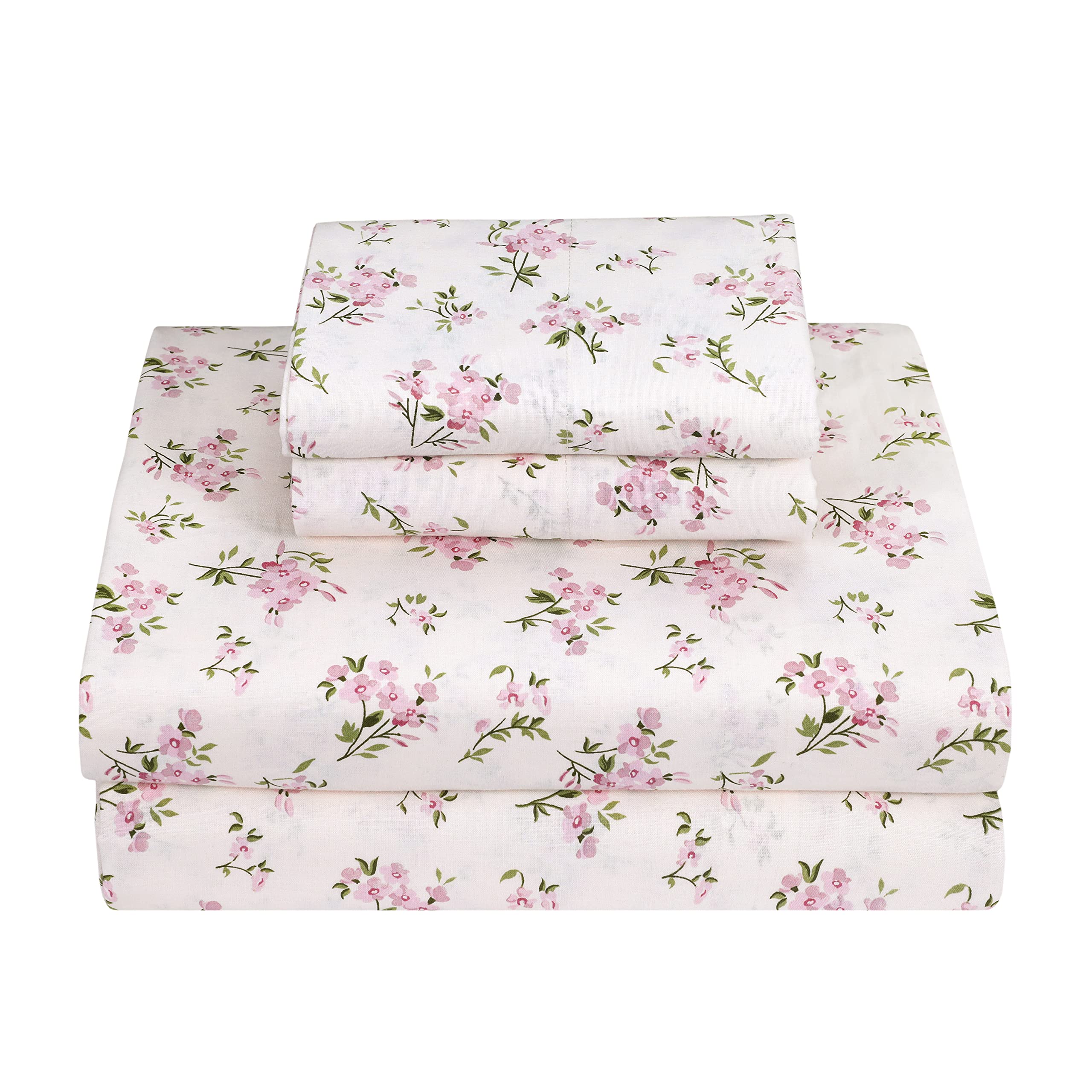 EnvioHome Full Size Bed Sheets Set 4 Piece - Soft 100% Cotton Sheets Double, Fade Resistant, Breathable & Cooling Full Sheet Set, Deep Pocket Snug Fit Elastic Double Bed Sheets - Sweet Ditsy Floral