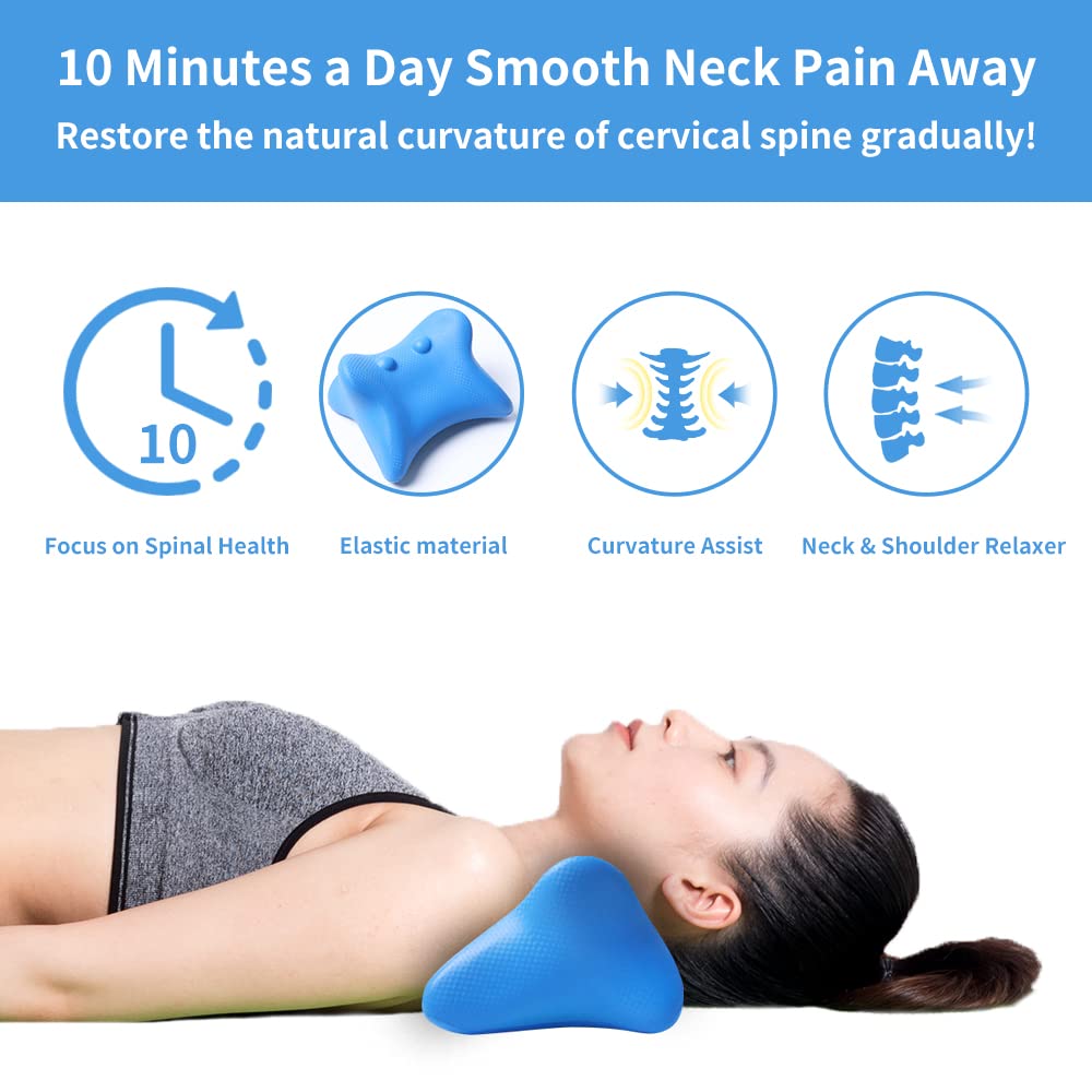 Familycrazy Neck Stretcher Chiropractic Pillow, Neck and Shoulder Relaxer, Cervical Neck Traction Device for TMJ Pain Relief, Neck Massage for Cervical Spine Alignment, Chiropractic Pillow