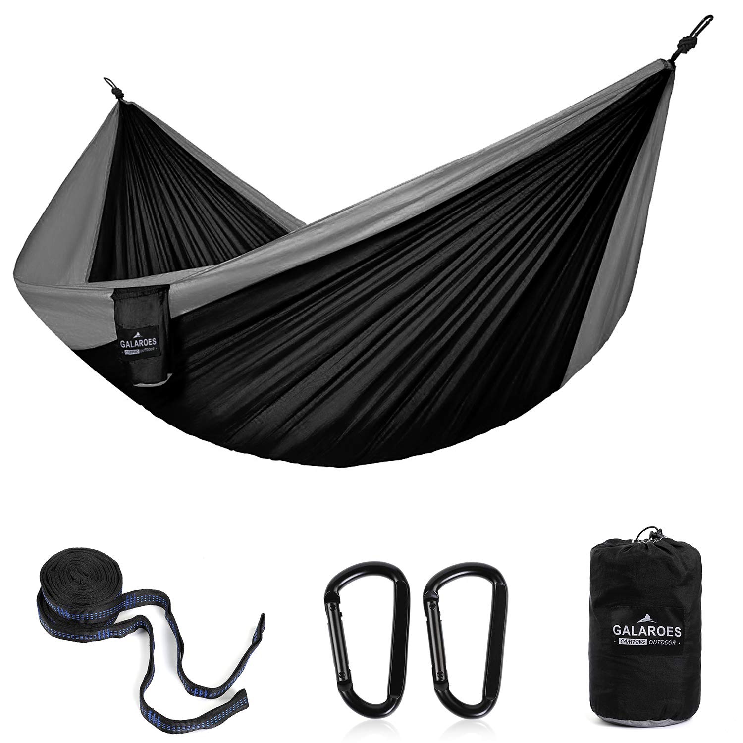 GALAROES Camping Hammock - Double & Single Portable Hammocks with 2 Tree Straps, Lightweight Nylon Parachute Hammocks for Travel, Beach, Backyard, Patio, Hiking