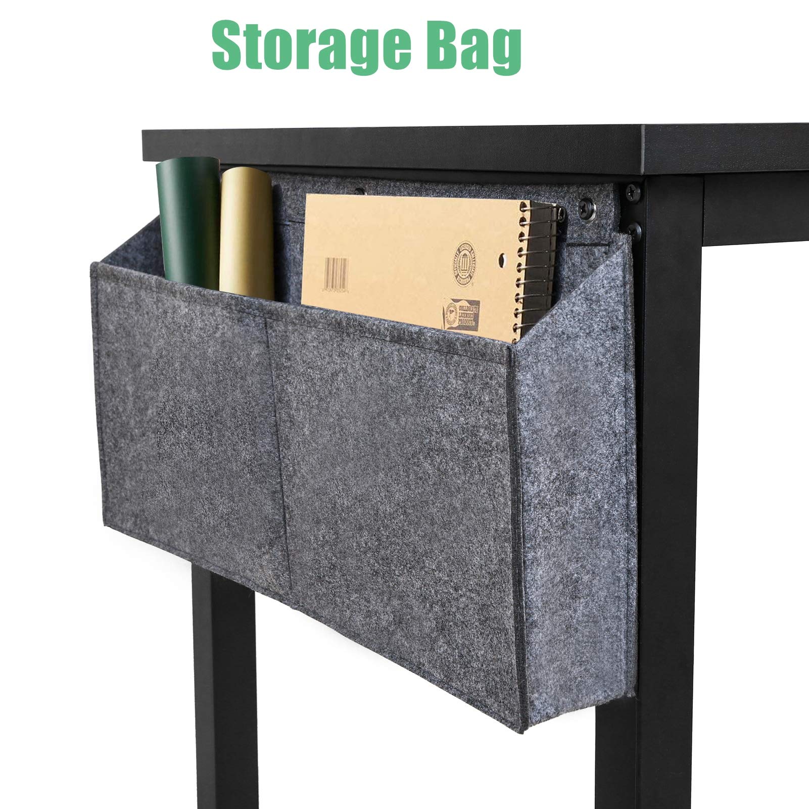 DOUBLERUI Computer Desk 47" Modern Sturdy Office Desk PC Laptop Notebook Writing Table for Home Office Workstation with Storage Bag,Black