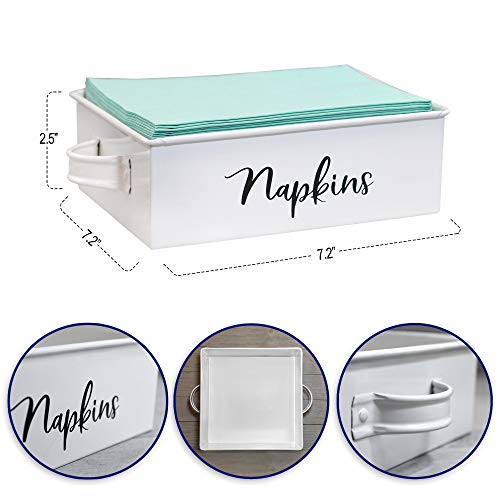 Home Acres Farmhouse Napkin Holders for Tables & Kitchen - Rustic Country Style Dispenser for Dinner Napkins - White