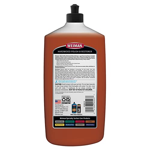 Weiman Wood Floor Polish and Restorer 32 Oz 3PC Bundle - High-Traffic Hardwood Floor, Natural Shine, Removes Scratches, Leaves Protective Layer