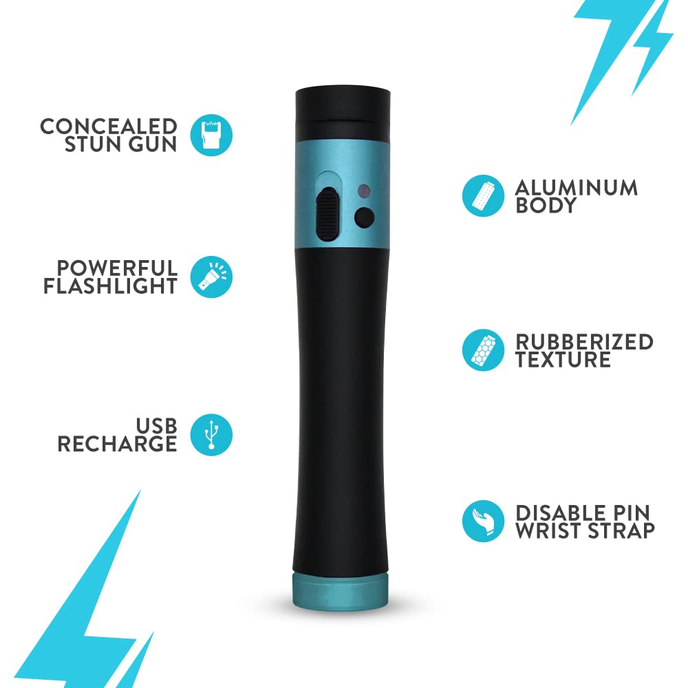 Guard Dog T-10000 Stun Gun Flashlight, Rechargeable with Safety Pin, Car Charger Included, Wrist Strap