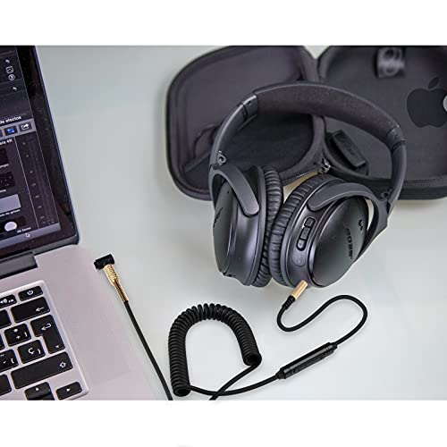 weishan QC35 Coiled Audio Cable Replacement for Bose 700 Quietcomfort 35 II/35/25 On-Ear 2/OE2i Soundtrue/Soundlink, in-line Mic Control Headphone Cord Works on iOS/Android 8ft