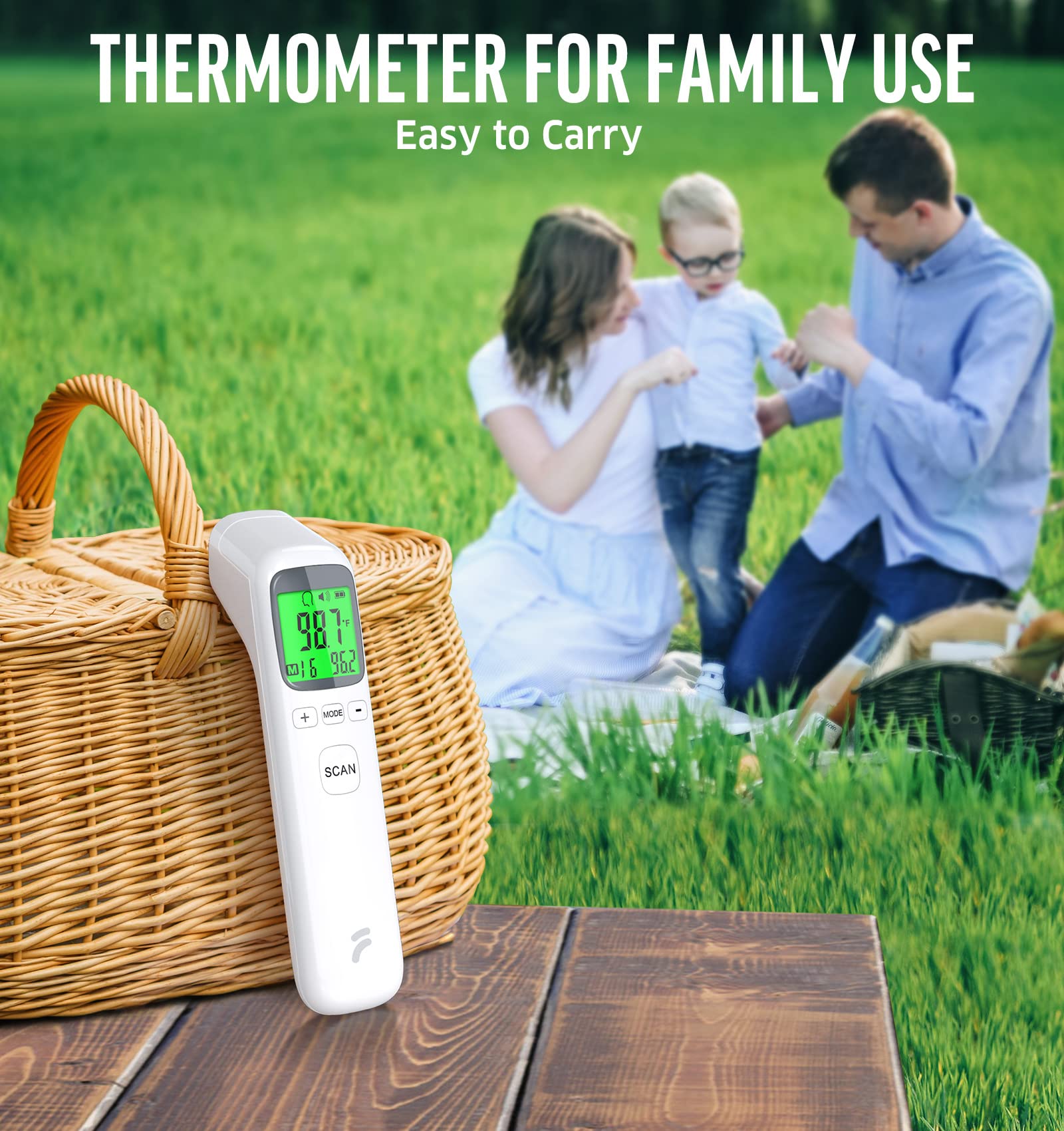 Thermometer for Adults and Kids, No-Touch Forehead Thermometer with Object Mode Function,Fever Alert and 32 Set Memory Recall,Instant Accurate Reading Digital Baby Thermometer for Fever