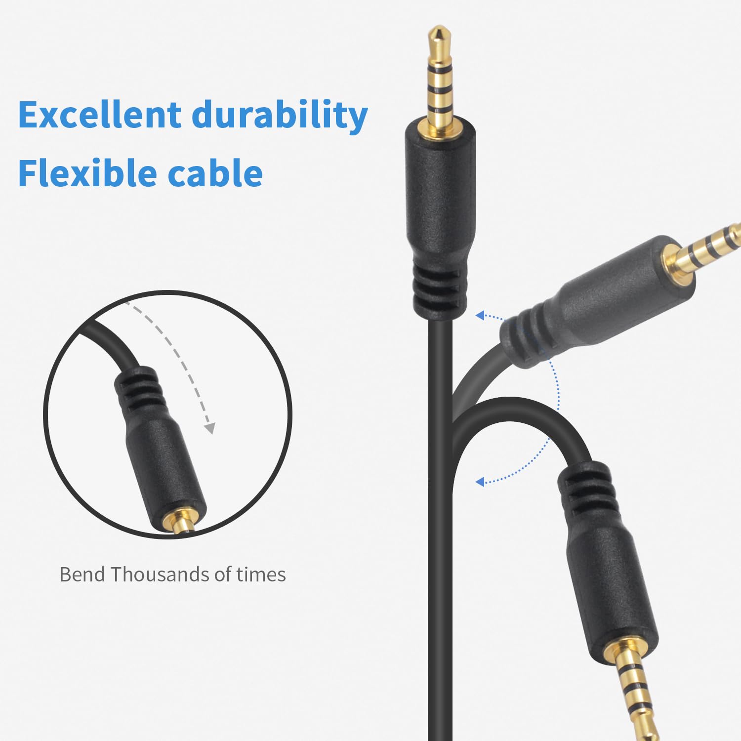 Duttek 2.5mm Y Splitter Cable 1FT/30cm, 2.5mm Stereo Jack Headphone Splitter Cable, 2.5mm 4 Pole Male to Dual Female Aux Audio Splitter Extension Cable with Gold Plate for Camera, Headphone 2Pack