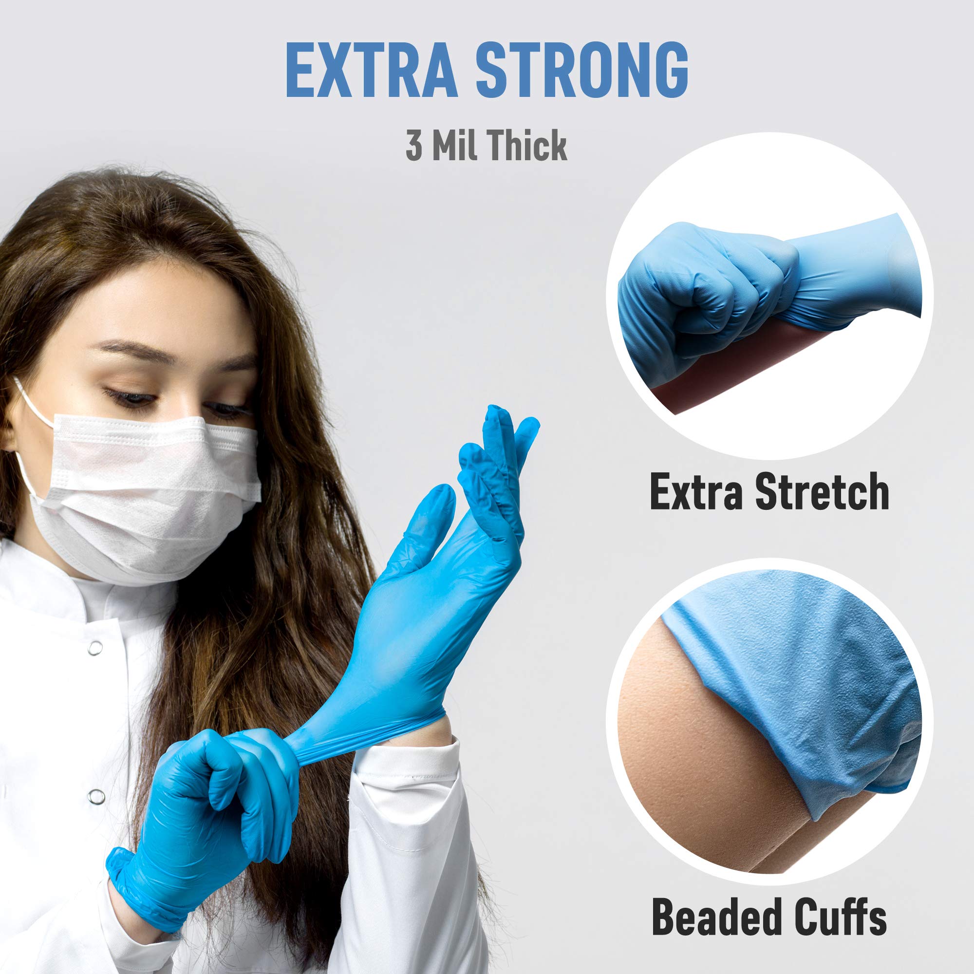 Dre Health Large Blue Powder Free Disposable Nitrile Gloves (Pack of 100)