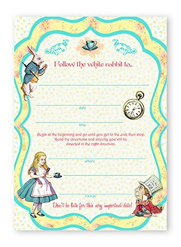 POP parties Alice In Wonderland LARGE Invitations - 20 Invitations + 20 Envelopes