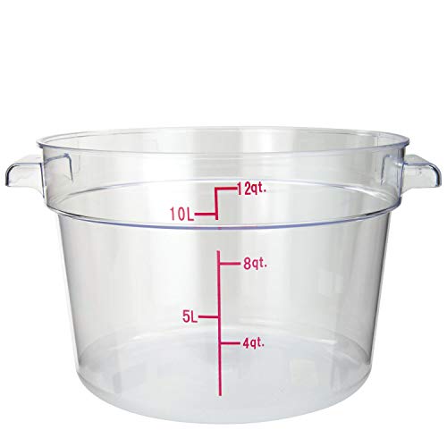 Tiger Chef 12 Quart Commercial Grade Clear Food Storage Round Polycarbonate Containers With Clear Lids