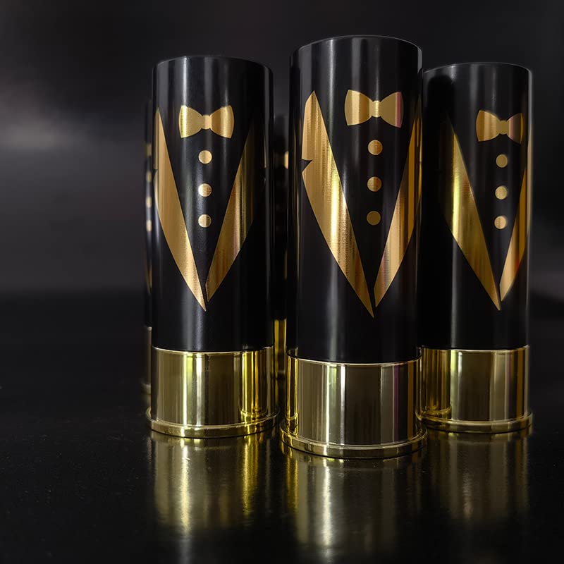GOOCHOO Shot Glasses Set of 6 - Red and Black Groomsmen Tuxedo,Police Flag (Black)