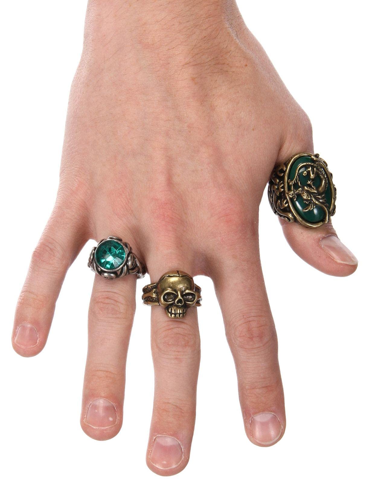 elope Disney Pirates of the Caribbean Jack Sparrow Costume Ring Set for Adults and Teens