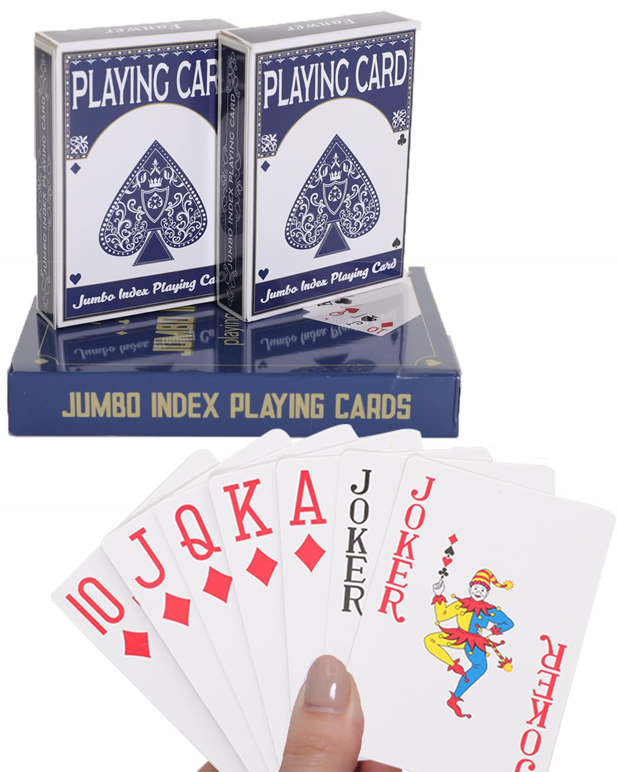 Fanwer Playing Cards Large Print for Adults - 2 Packs, Large Print Playing Cards for Seniors, Vision Impaired, Low Vision Crowd, for Blackjack, Euchre, Canasta Card Game