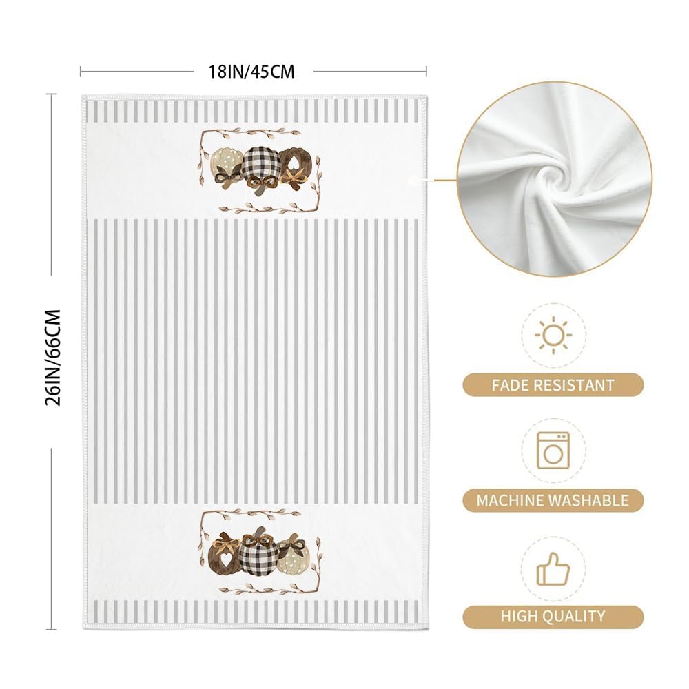 GEEORY Fall Kitchen Dish Towels Set of 2,Beige Pumpkin Maple 18x26 Inch Drying Dishcloth,Farmhouse Home Decoration GD150