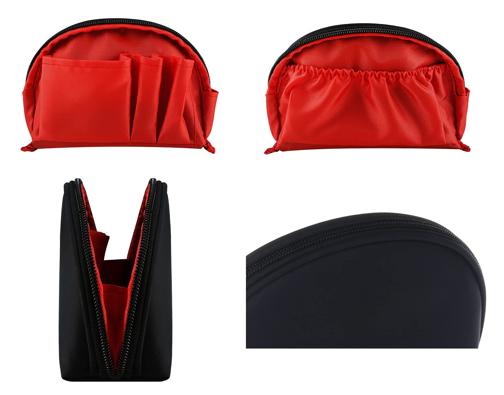 Kososuru Small Makeup Bag for Purse Portable Waterproof Cosmetic Bag Travel Makeup Pouch for Women (Nylon, Inner red)