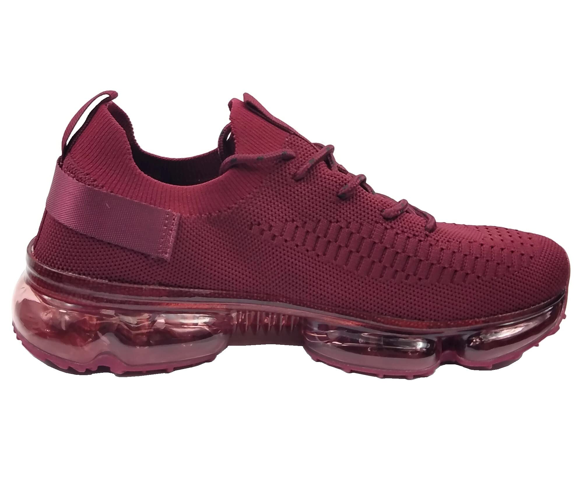 Forever Link Womens Air Cushion Fashion Sneakers Breathable Knit Comfortable Lightweight Walking Shoes, Burgundy, 8