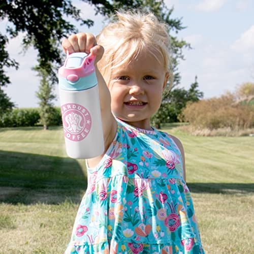 Trend Setters Stardust Unicorn β 12 oz Kids Water Bottle with Pop Up Silicone Straw - Personalized - Double Wall Vacuum Stainless Steel Insulation β Keep Beverage Temperature for Up To 8 Hours