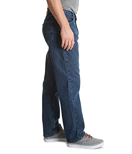 Wrangler Authentics Men's Classic 5-Pocket Relaxed Fit Cotton Jean, Dark Stonewash, 34W x 32L