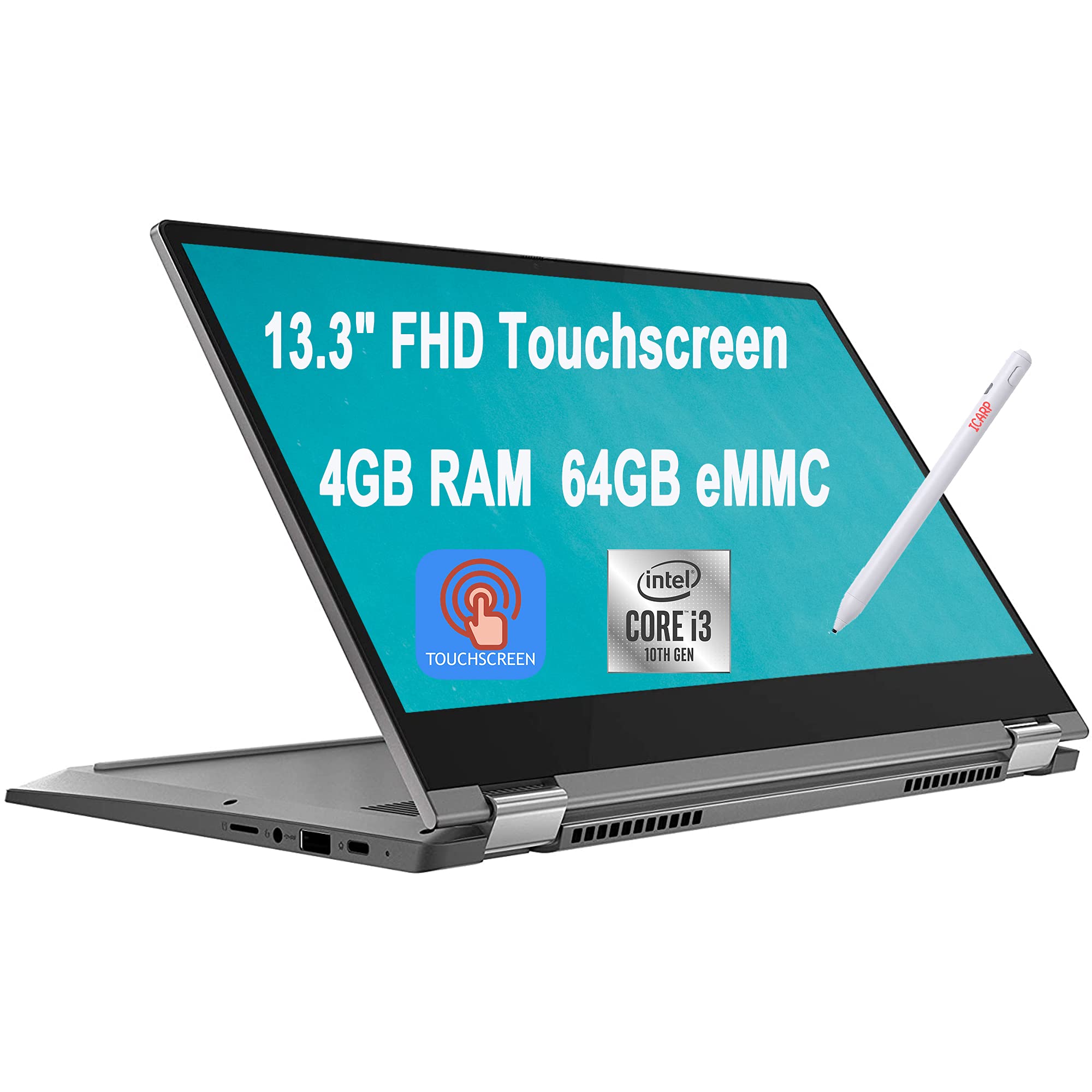 Flagship 2020 Lenovo Flex 5 13 Chromebook 2-in-1 Laptop 13.3" FHD Touchscreen Intel Core i3-10110U (Beats i5-7200U) 4GB RAM 64GB eMMC Backlit KB 720p Webcam USB-C Chrome OS + Pen