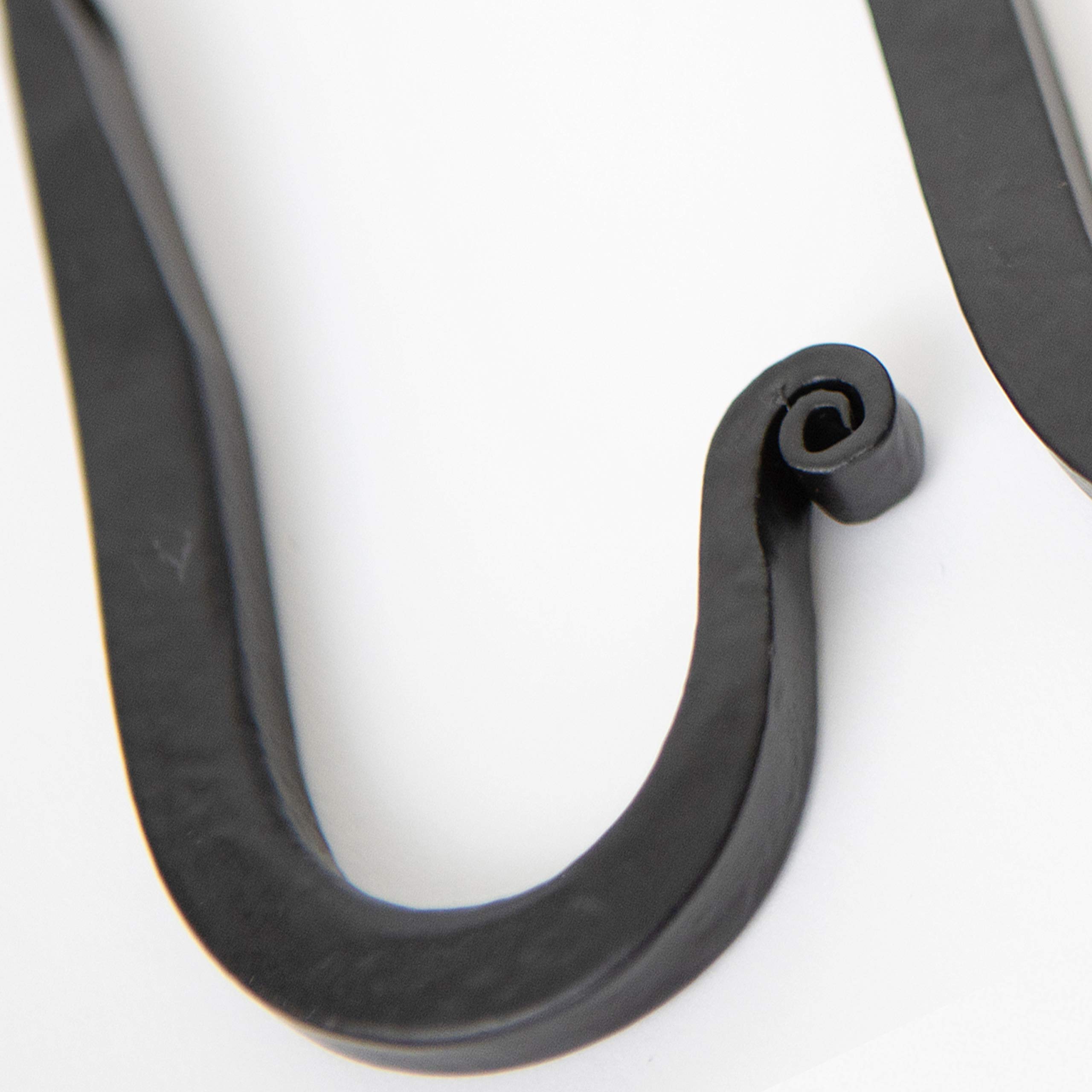 Stur-De Decorative Hooks for Wall - Wrought Iron Hooks for Hanging Coats, Hats, Bags, Towel Hooks for Kitchen or Bathrooms - Heavy Duty Black Hooks - 3.75 x 0.5 x 2 Inch (Black, 3 Hooks)