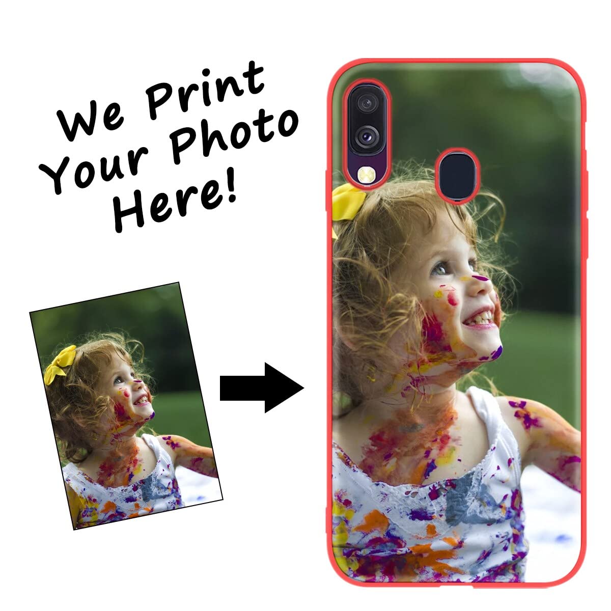 Eouine Custom Phone Case for Samsung Galaxy A40 (5.9") - Personalized Picture Phone Cases Red nsparent Customizable Funda Customize Photo Text Design Cover - Customized Own Phone Case