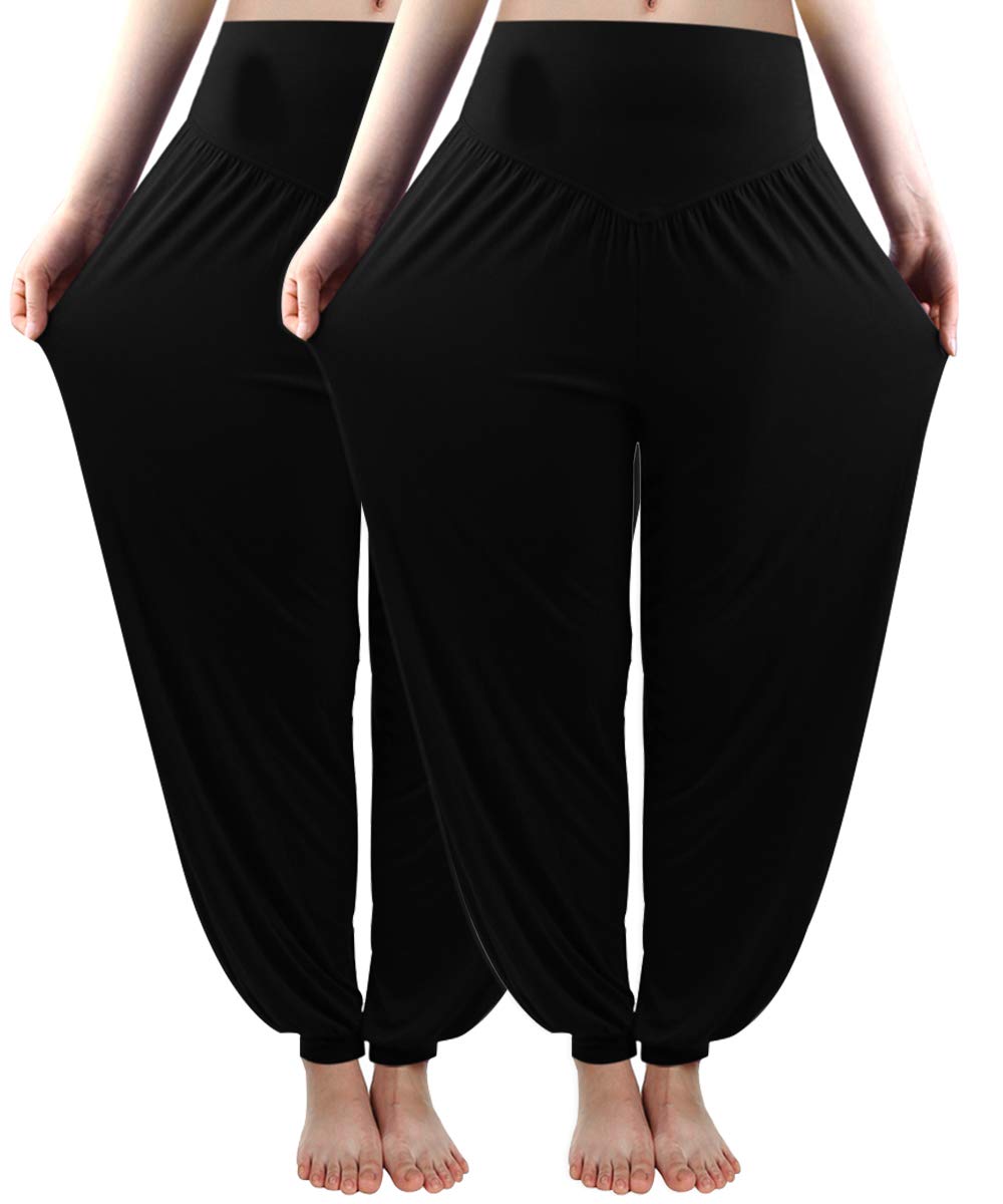 fitglam Women's Harem Pants Yoga Hippie Boho Beach Pants Summer Baggy Joggers Plus Size Royal Blue