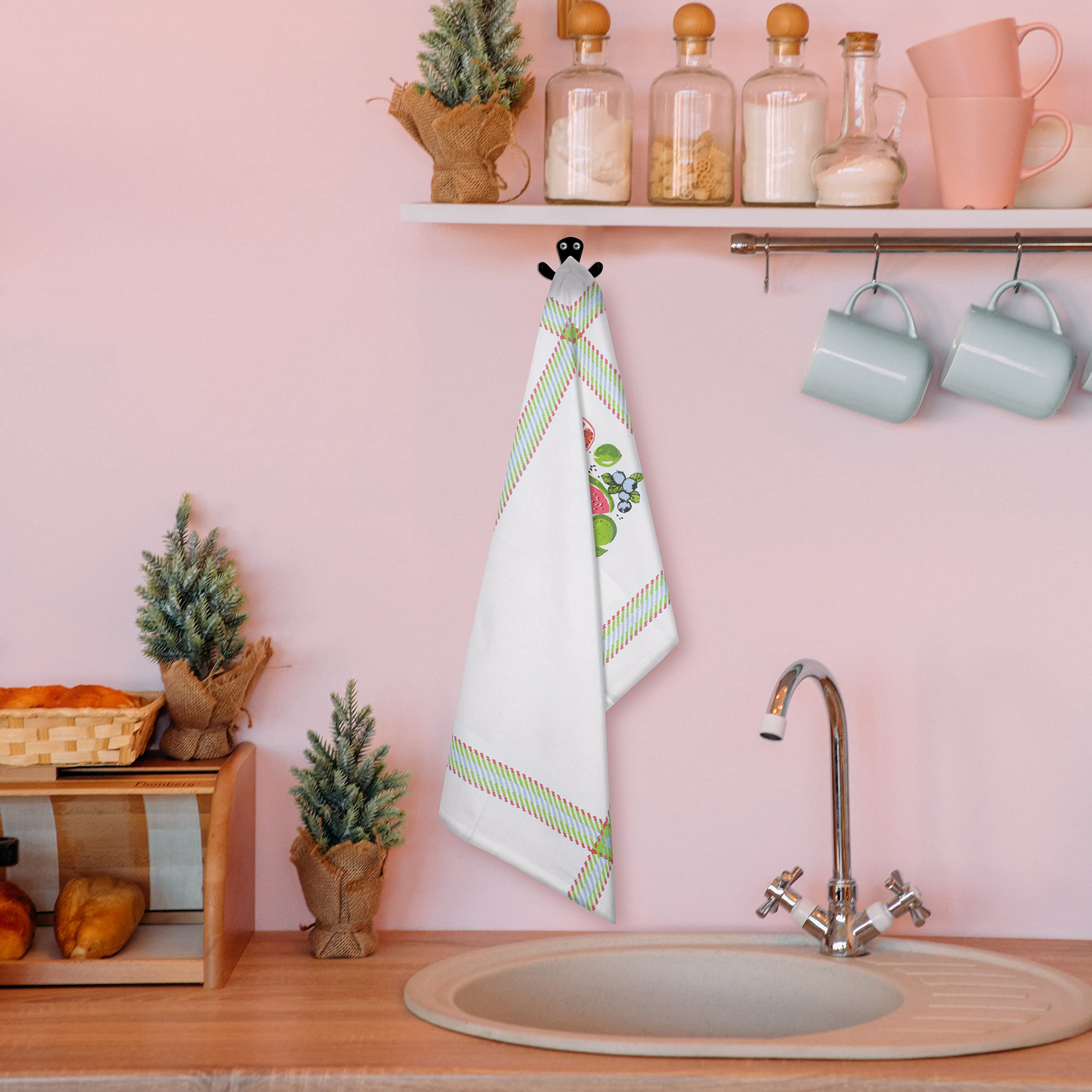 FINGERCRAFT Kitchen Dish Towels Natural Cotton Tea Towels Set of 6 Multi-Purpose Hand Towel Soft Highly Absorbent for Kitchen Décor 20x30 Inch