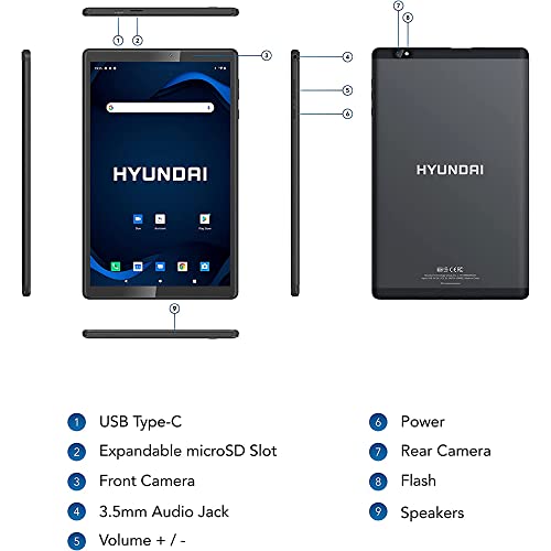 HYUNDAI HT10WB2MSG01 HYtab Plus 10WB2 10" Tablet, HD IPS, 3GB/32GB, Space Grey Bundle with Hard Shell EVA 10 inch Case, Deco Gear Screen Protector, Stylus Pen and Deco Gear Tablet Stand