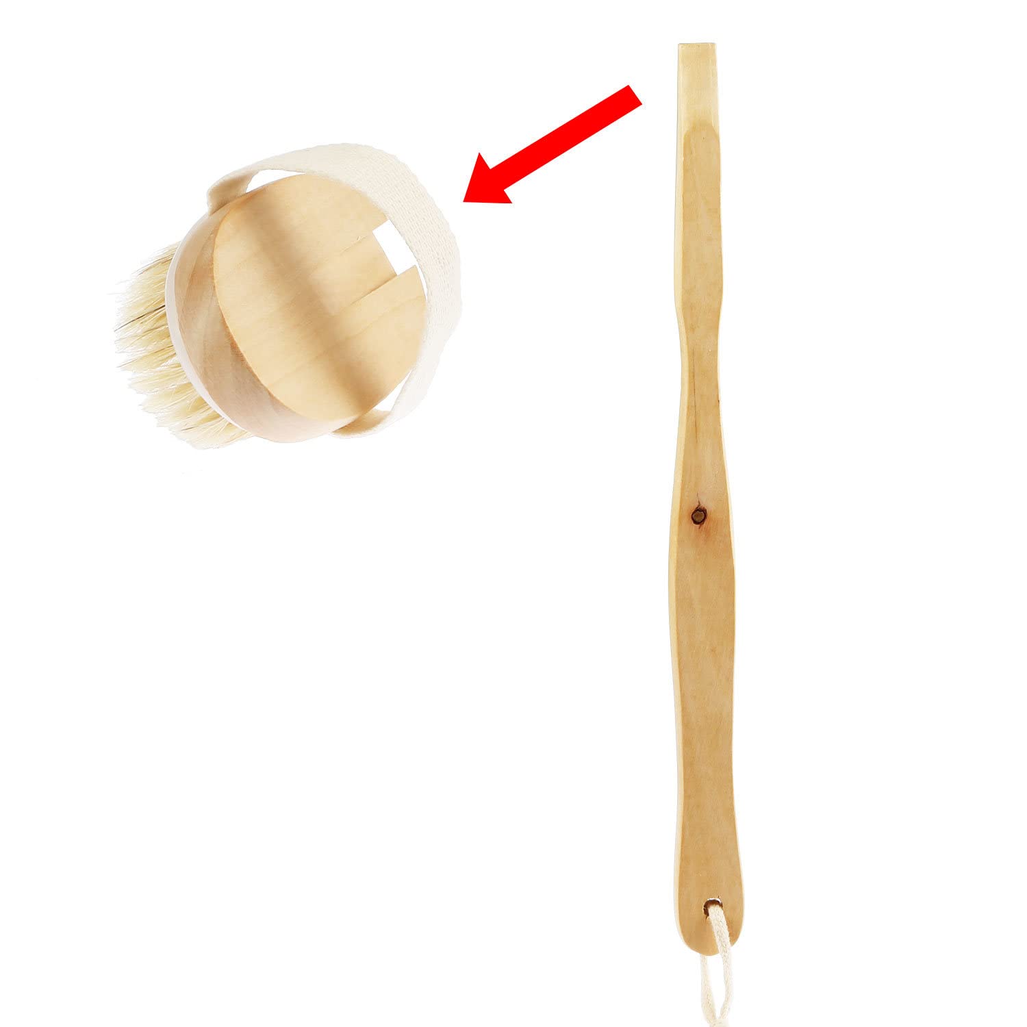 MengK Bath Brush 15" Shower Body Back Scrubber with Long Handle Detachable Brush