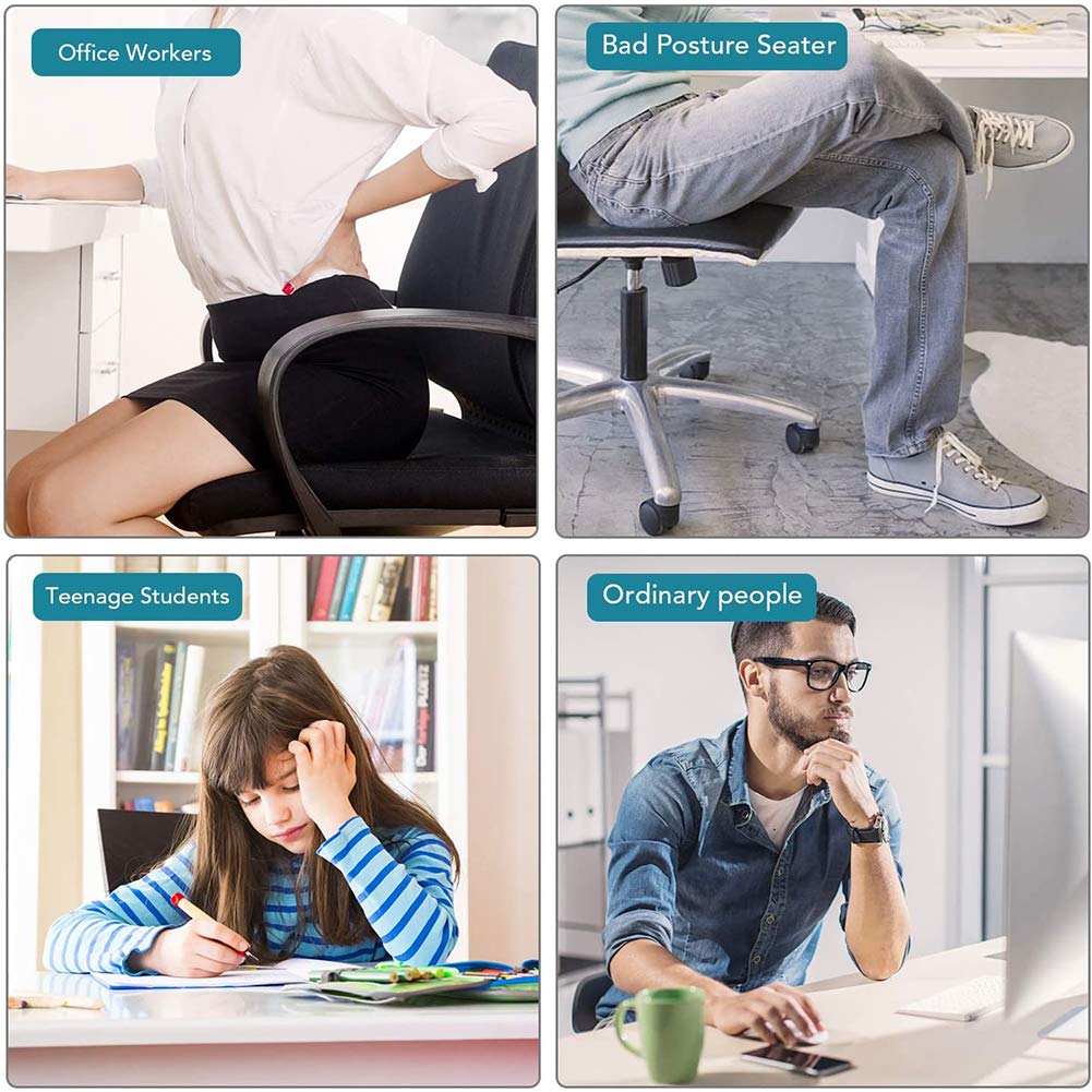 Ergonomic Kneeling Chair with Back Support, Adjustable Stool for Home and Office - Improve Your Posture with an Angled Seat - Thick Comfortable Cushions (Black)