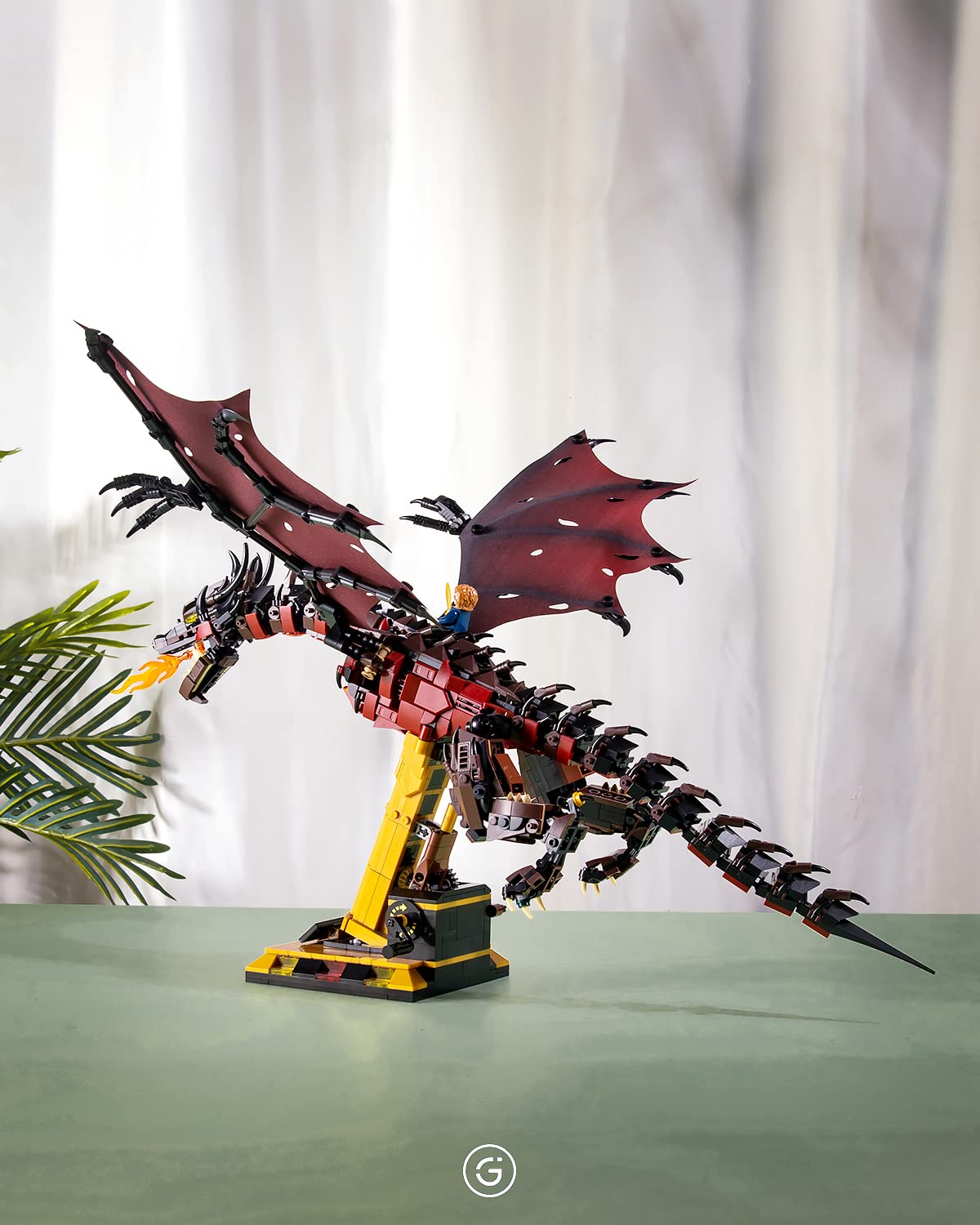 Givenni Fire Dragon Building Set with Display Stand - Smaug 1359 PCS Construction Building Bricks Model for Teen and Adults(New 2024)