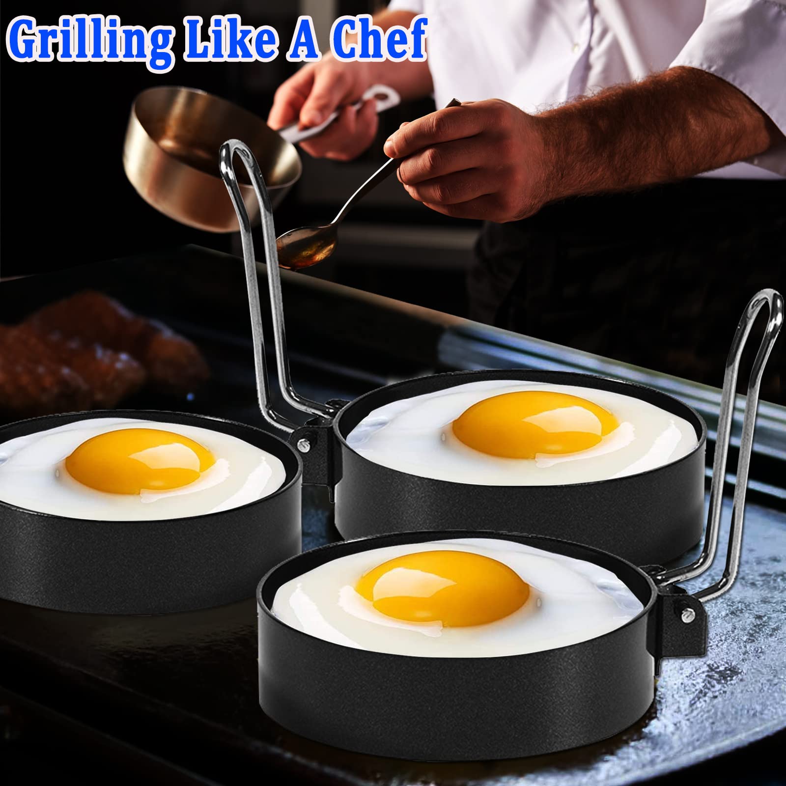 HSUJCYF Griddle Breakfast Kit for Blackstone, 8 Piece Griddle Accessories Set, Include Pancake Batter Dispenser, Heavy Duty Bacon Press, Egg Rings, Seasoning Bottles